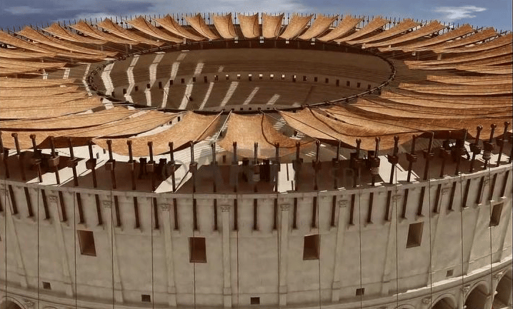The Colosseum was covered by a giant awning that weighed 24 tons and ...