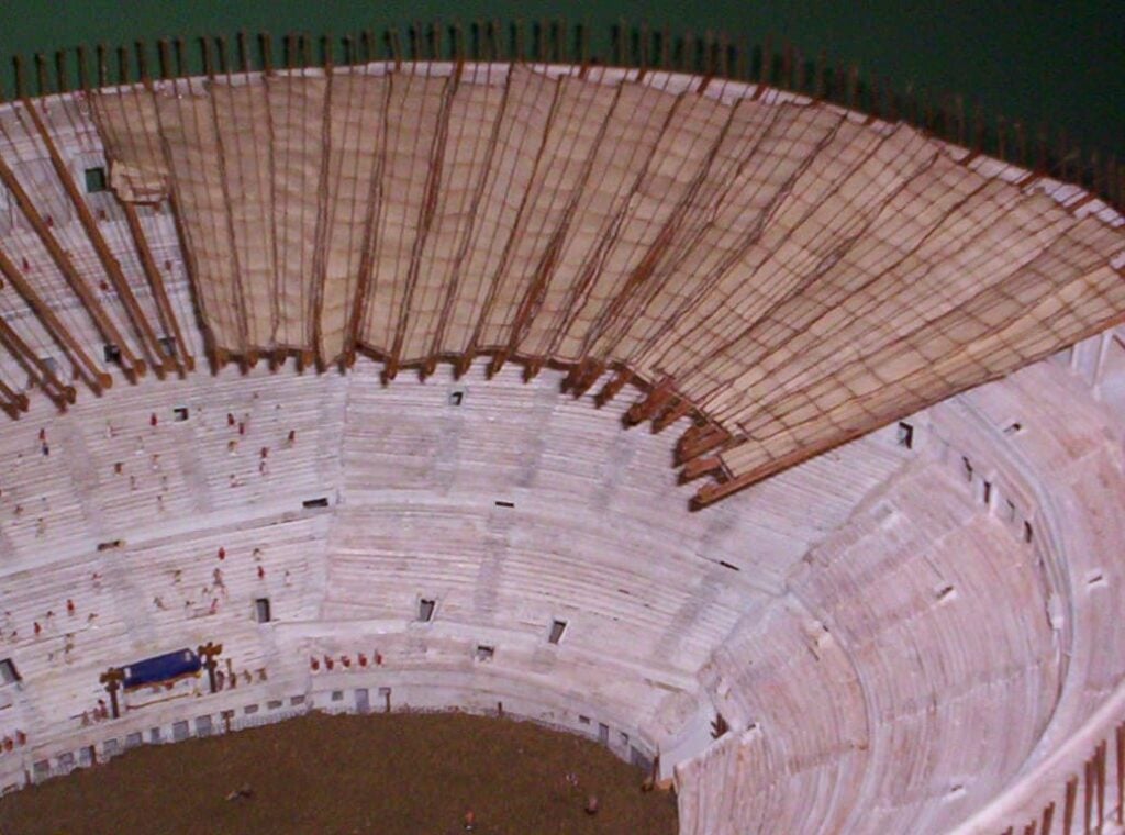 The Colosseum was covered by a giant awning that weighed 24 tons and ...