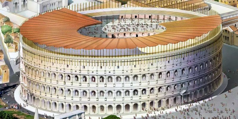 The Colosseum was covered by a giant awning that weighed 24 tons and ...